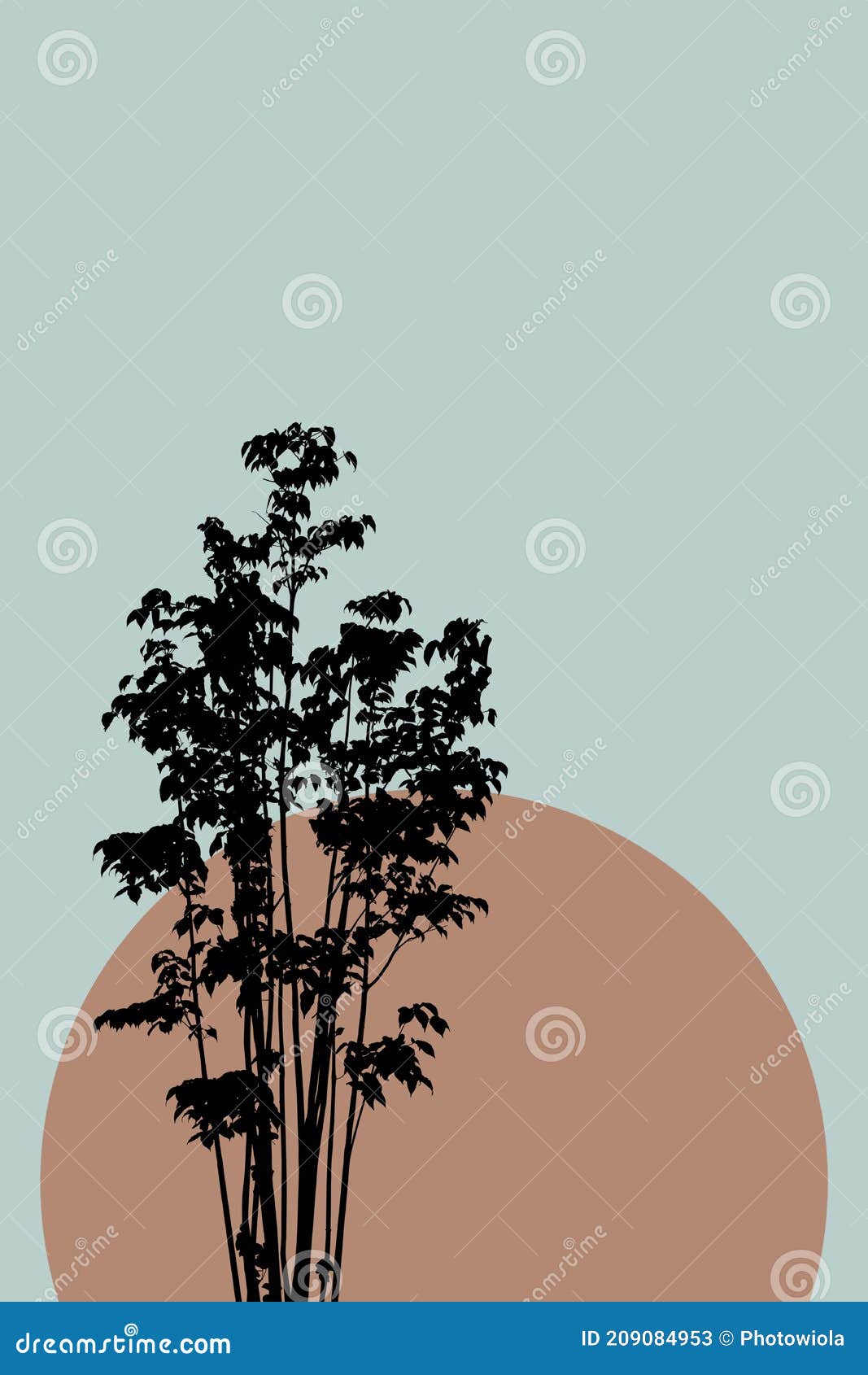 Sunset and tree stock illustration. Illustration of drawing - 209084953
