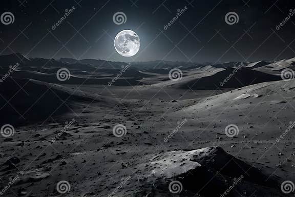 The Landscape of the Surface of the Moon Stock Image - Image of moon ...