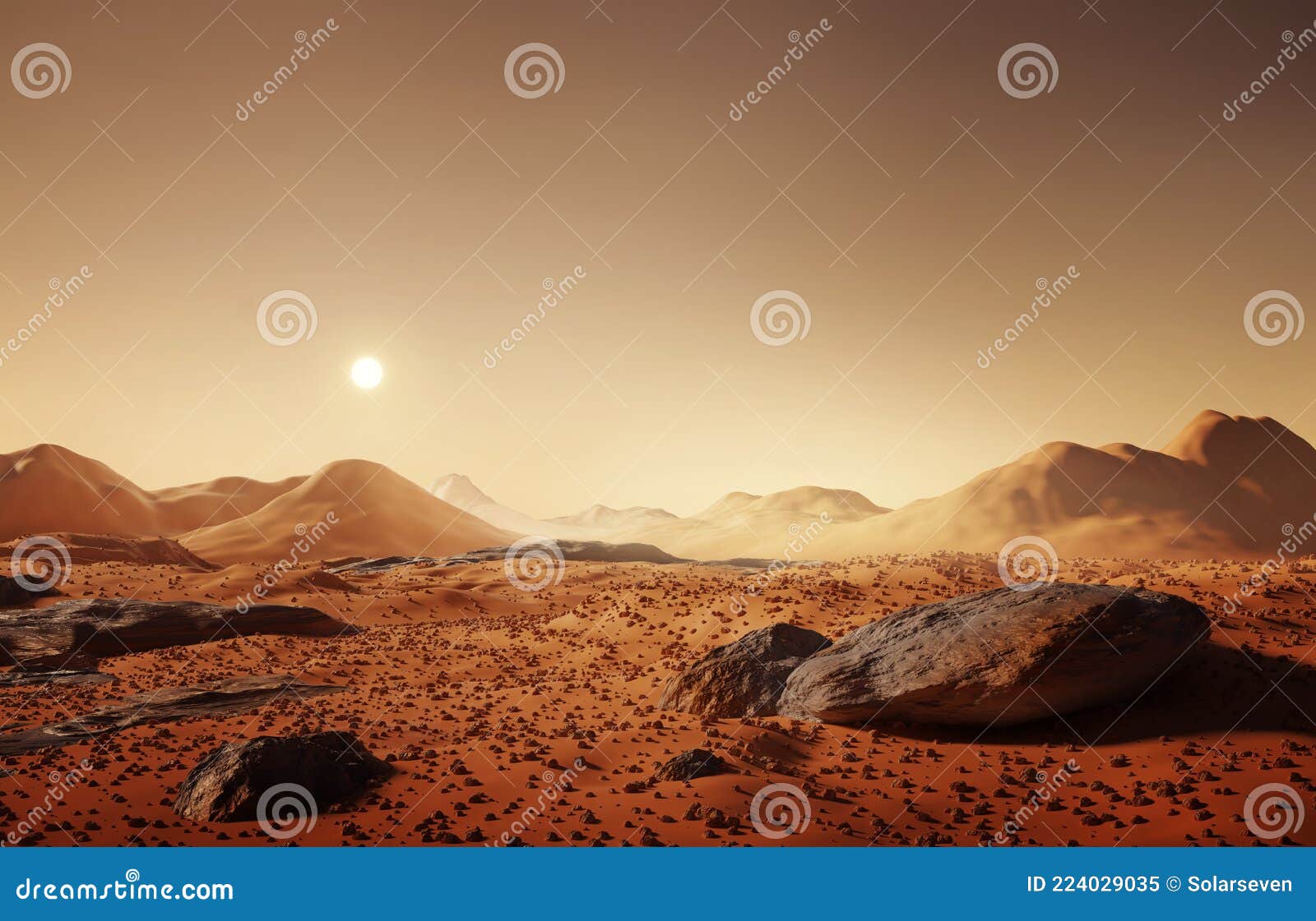 Landscape of the Surface of Planet Mars Stock Illustration ...