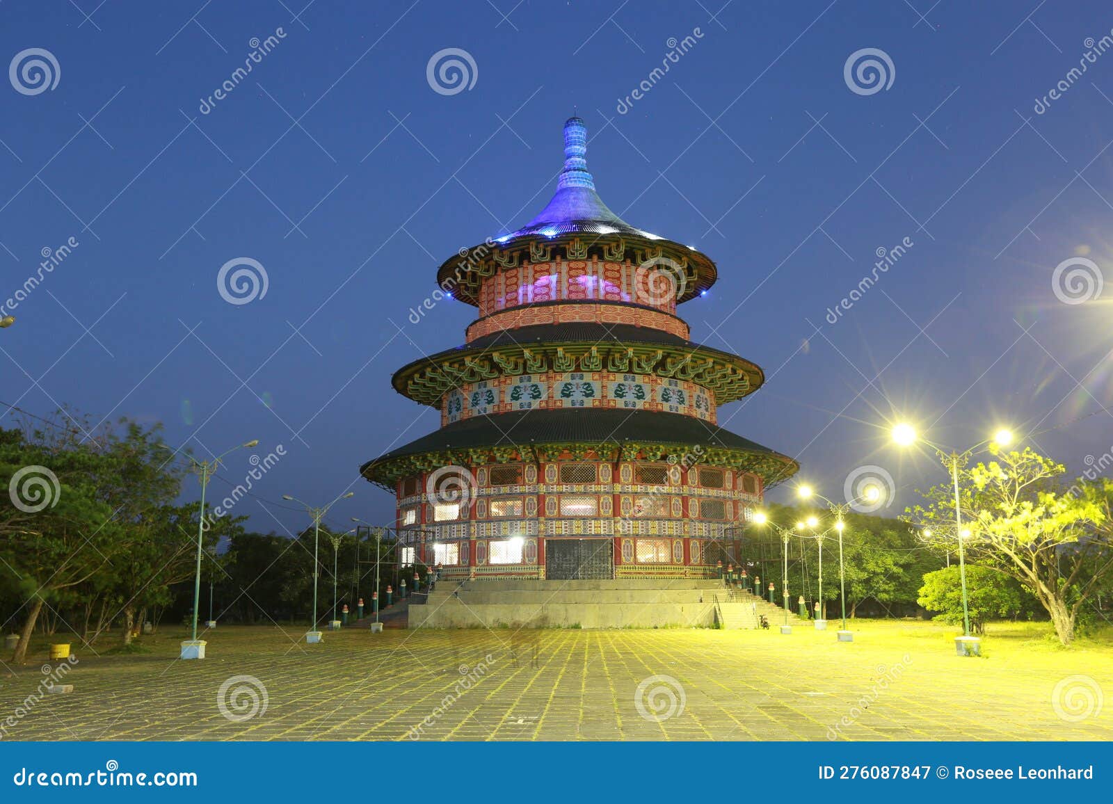 Landscape temple at night stock image. Image of evening - 276087847