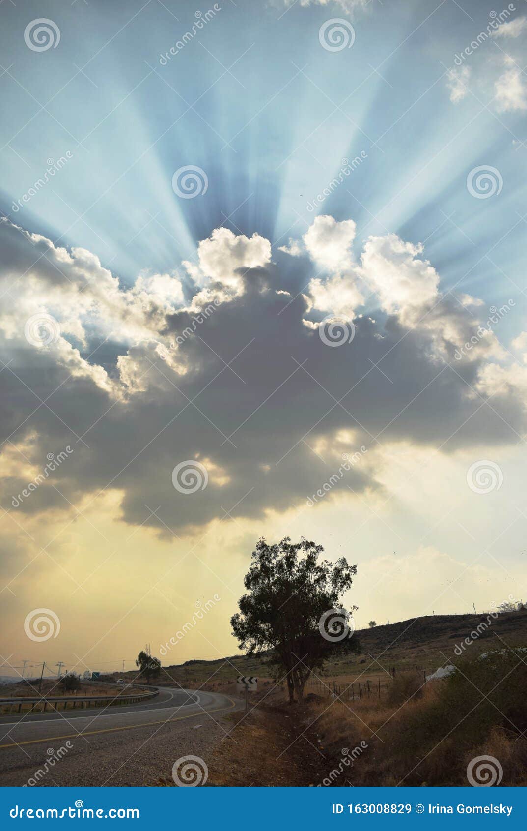 Landscape with Thunder Clouds and Heaven Rays Stock Image - Image of ...