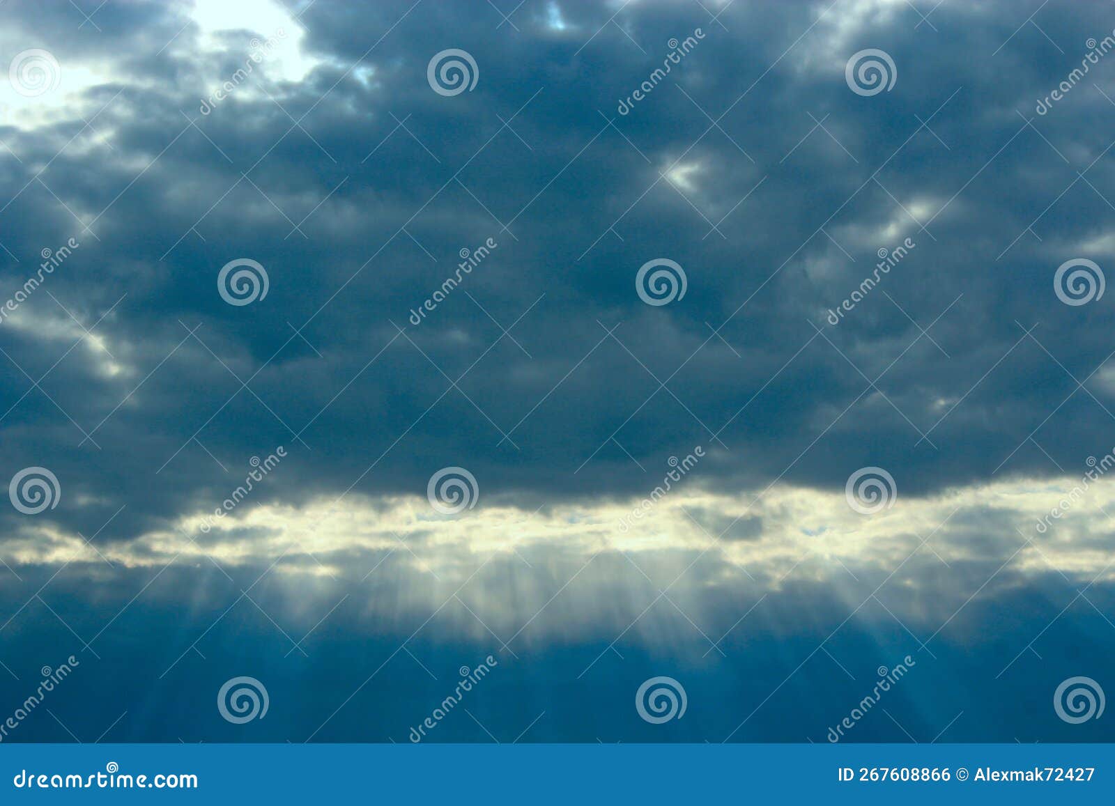 Landscape with Thunderclouds and Sunny Rays. Rain Expected. Weather is ...