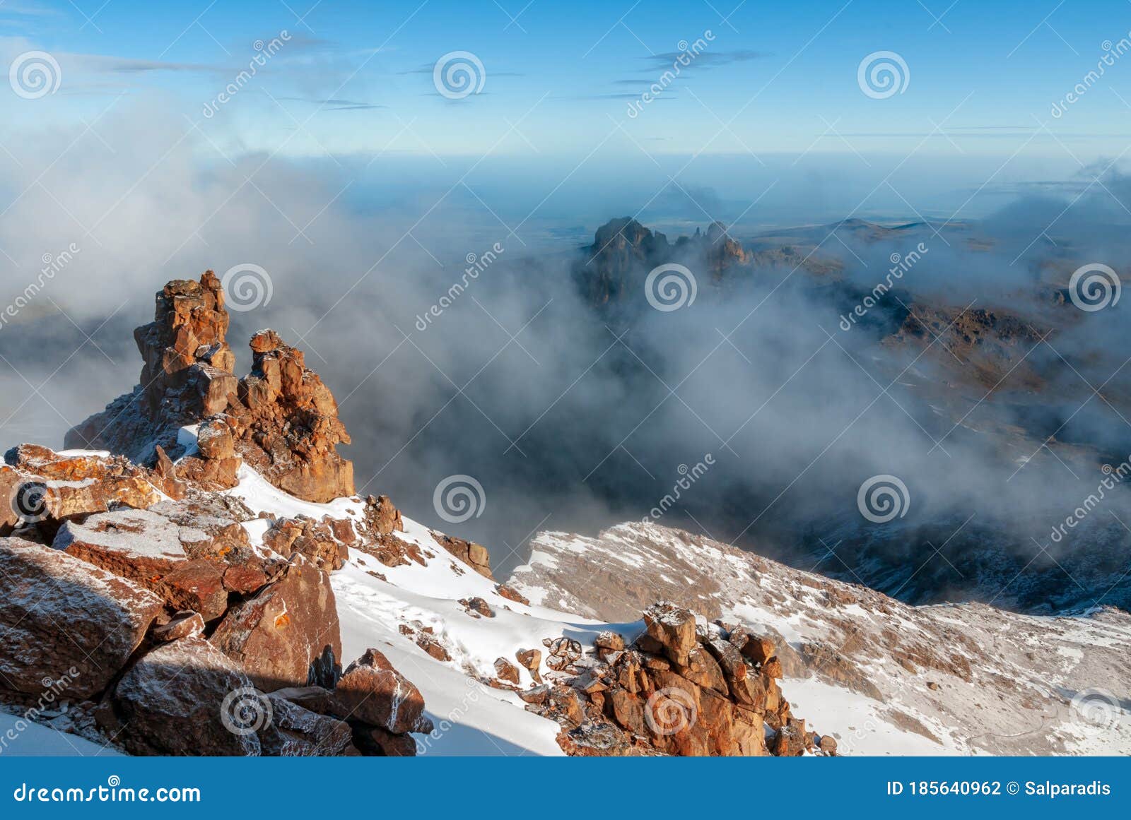 Mount Kenya landscape stock photo. Image of snow, summit - 185640962