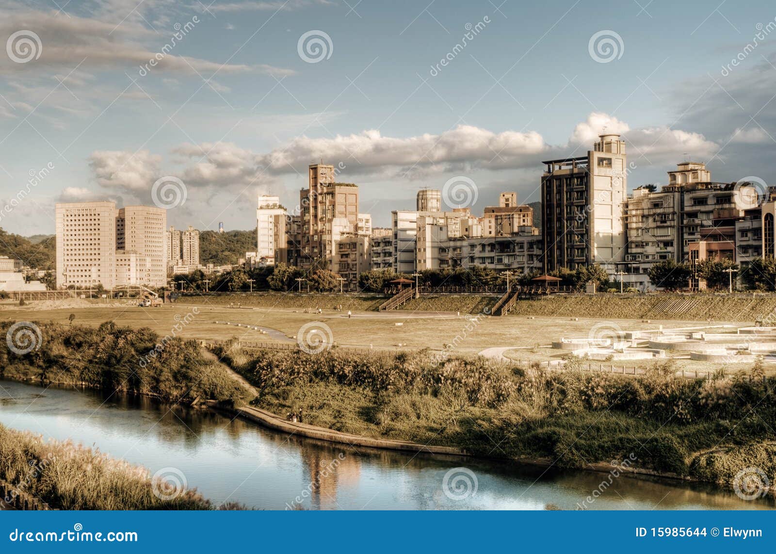 Landscape of town stock photo. Image of cloud, cyan, attractive - 15985644