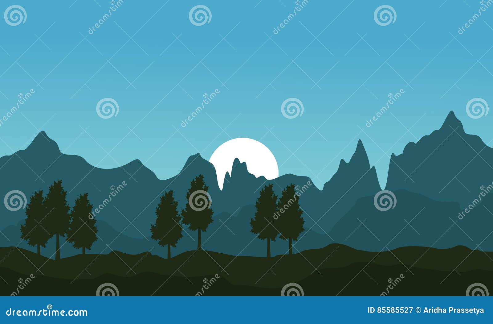 Landscape of Tree and Cliff Vector Art Stock Vector - Illustration of ...