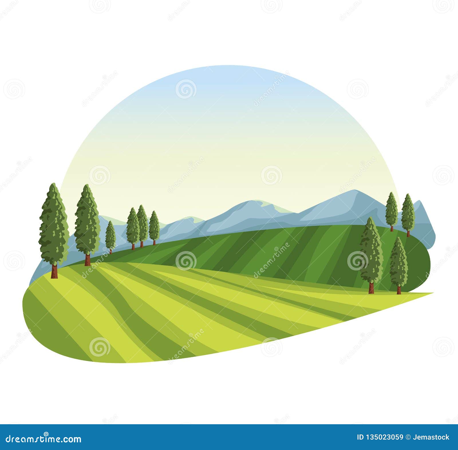 Landscape with Tree Scenery Stock Vector - Illustration of graphic ...