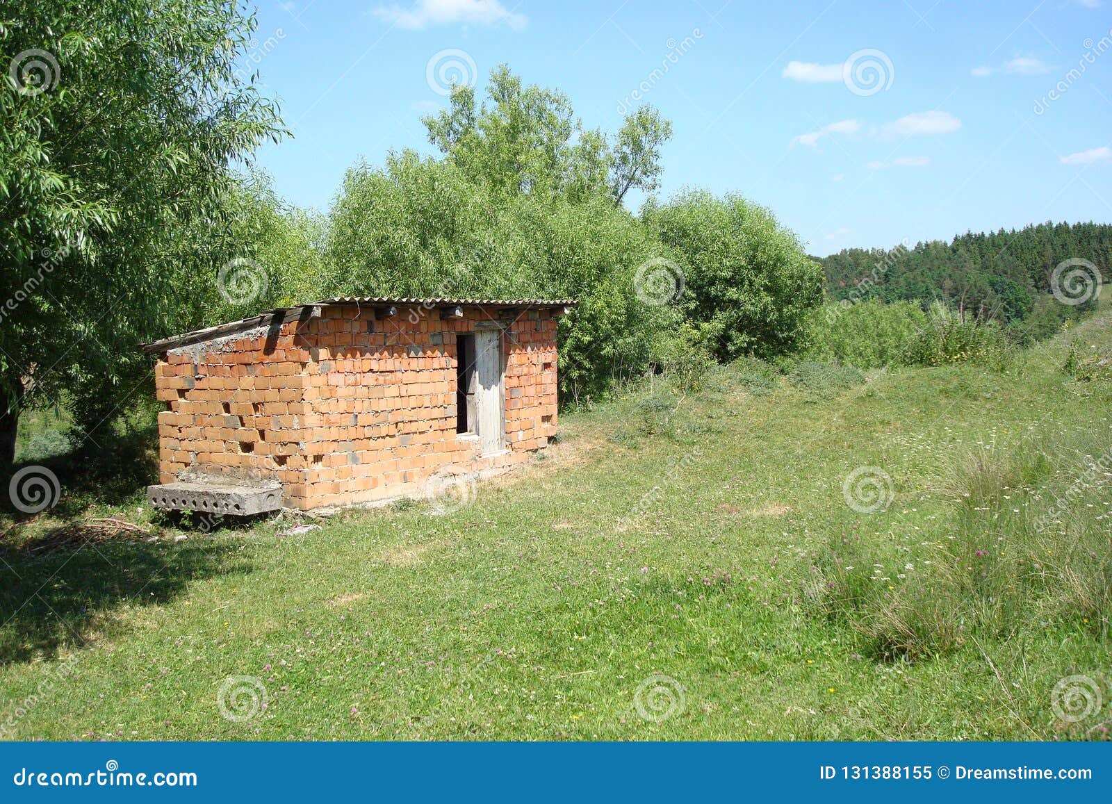 Small Brick Chapel With A Cross. A Tiny Church On The Waterfront ...