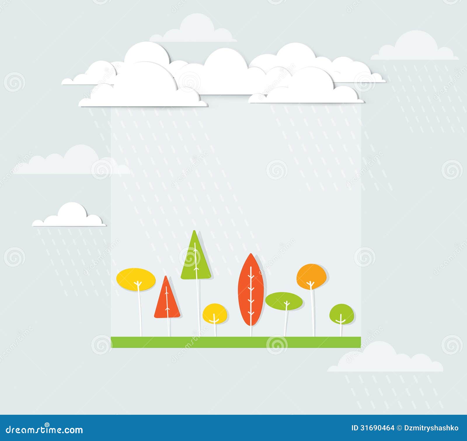 Landscape with Trees in the Rain Stock Vector - Illustration of rain ...