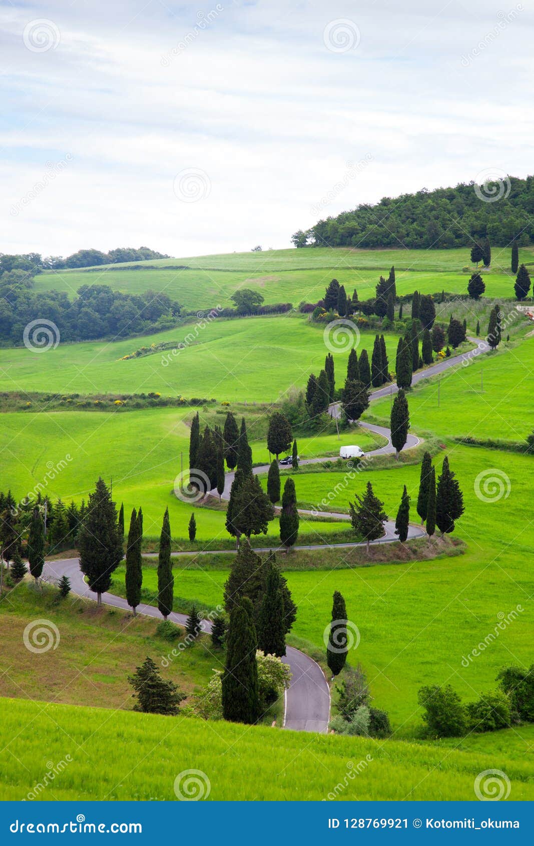 Landscape of Tuscany with Twisting Road and Cypresses Stock Image ...