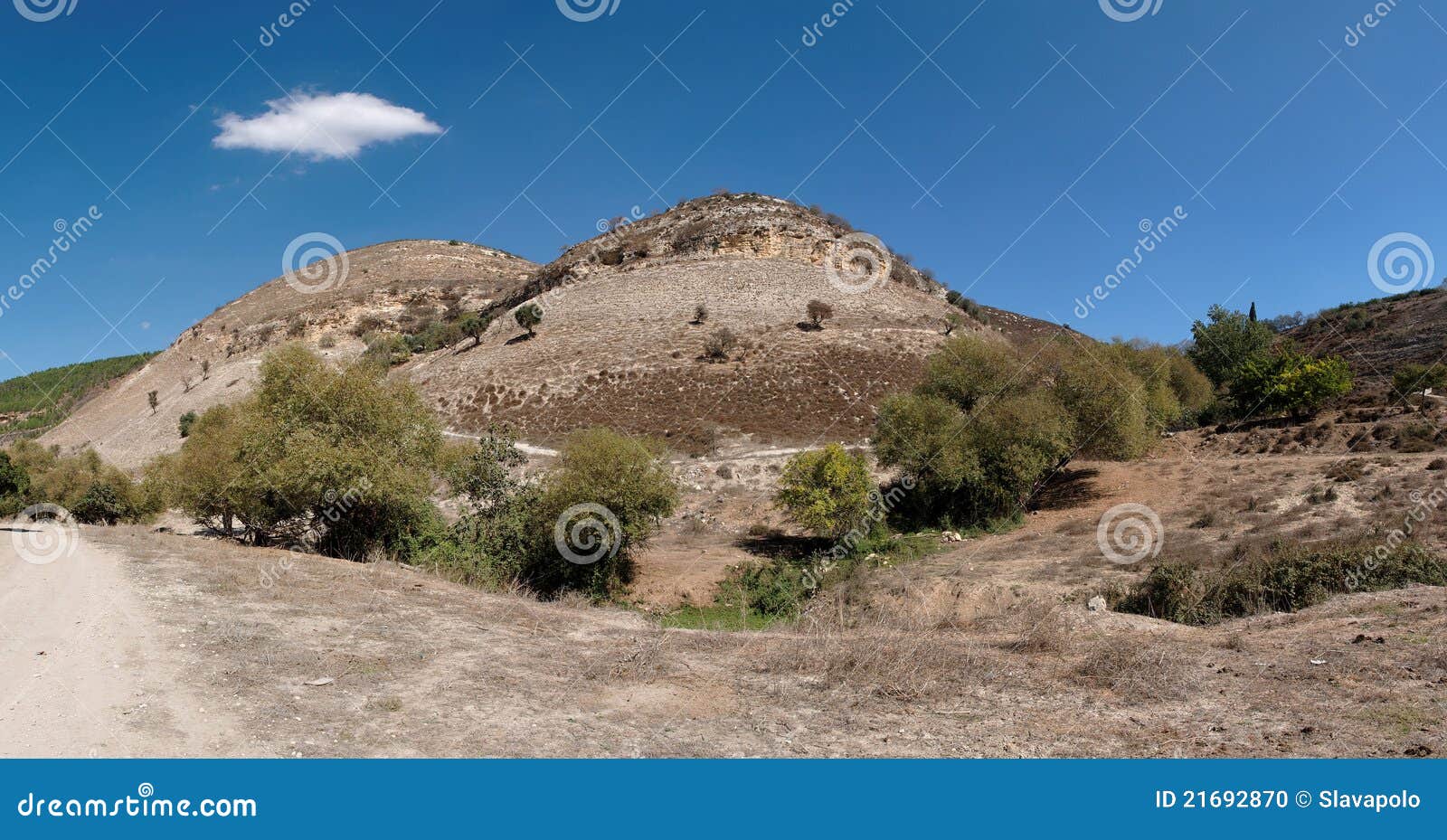 Landscape with Twin Round Hills Stock Photo - Image of round, middle ...