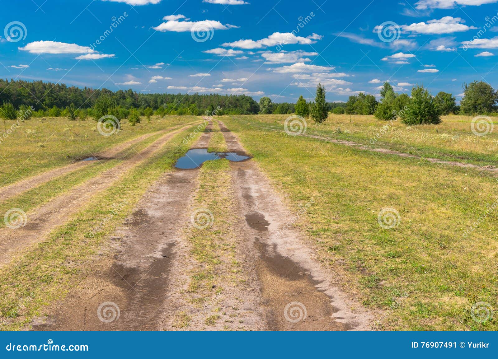 Landscape with Two Parallel Earth Roads Stock Image - Image of road ...
