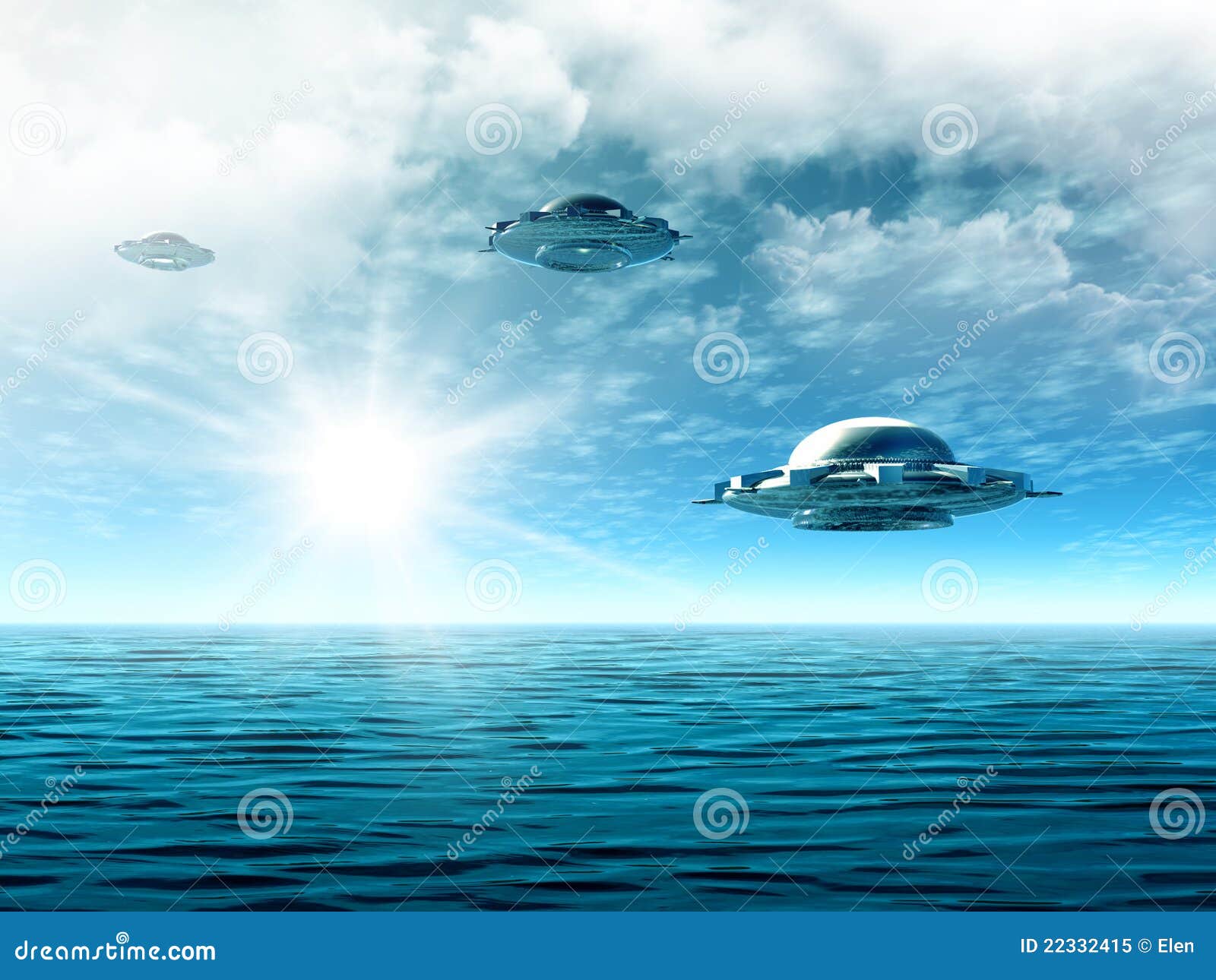 Landscape with UFO stock illustration. Illustration of blue - 22332415