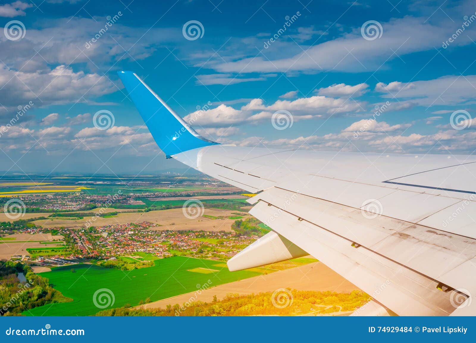 Landscape Under Airplane Wing Stock Photo - Image of wing, travel: 74929484