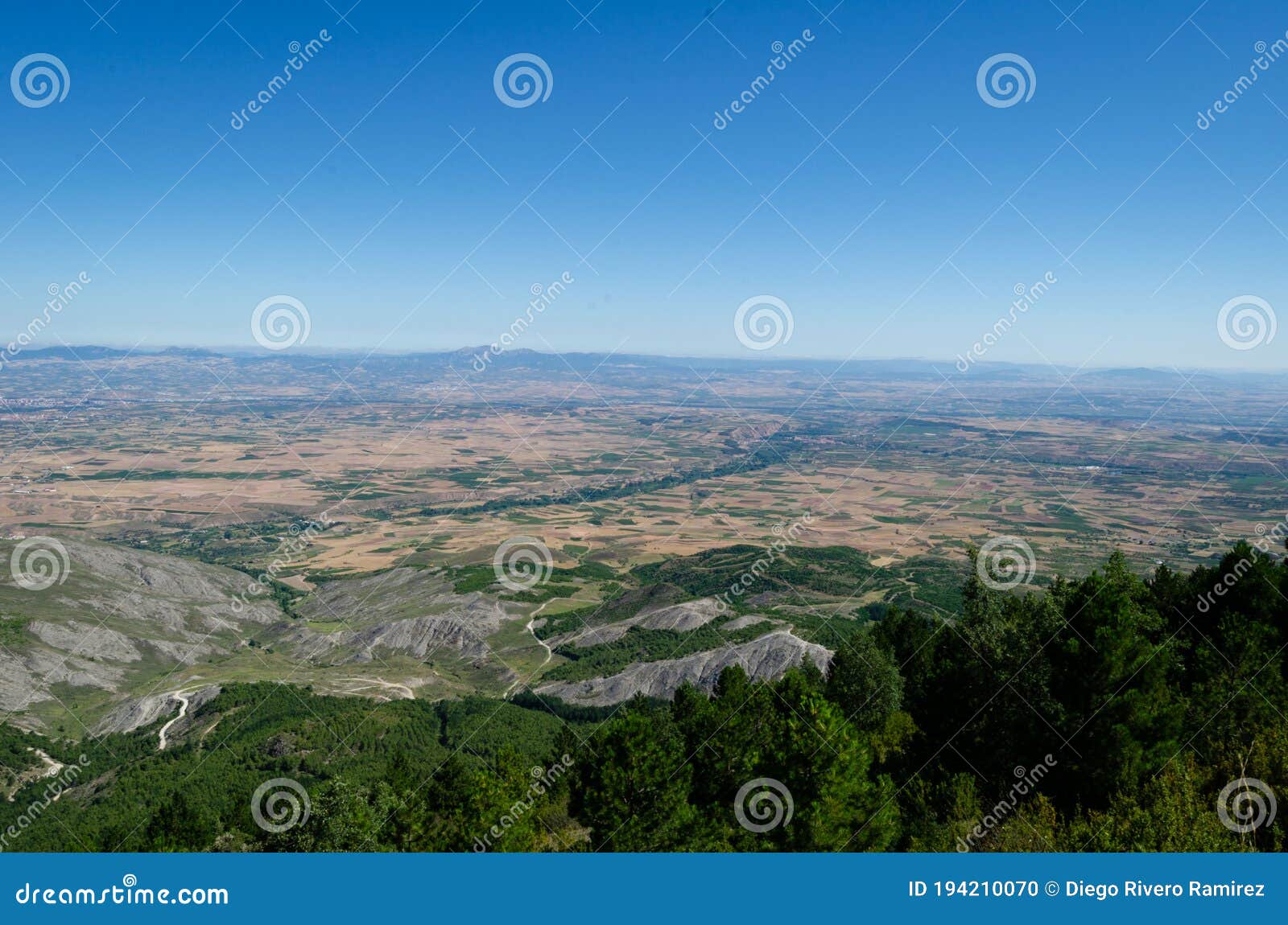 Landscape of the Valley of Ebro Stock Photo - Image of trail, tree ...