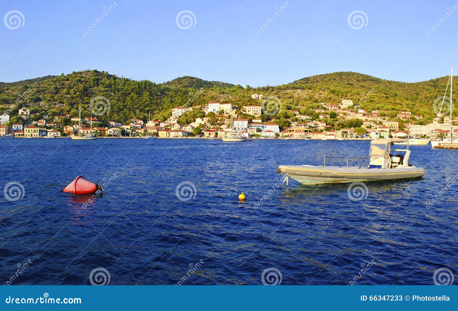 Landscape of Vathy Ithaca Greece Stock Image - Image of myths, history ...