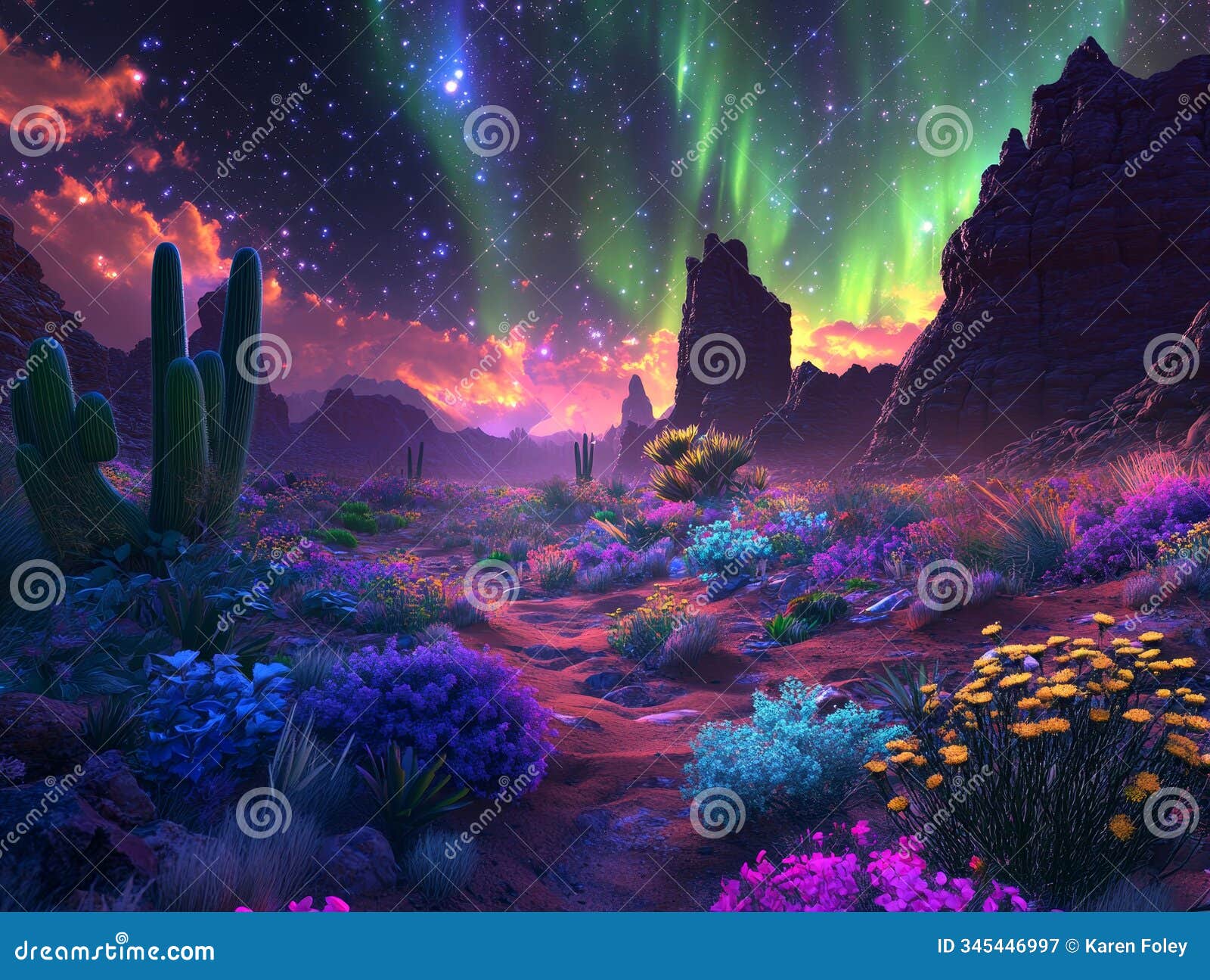 Psychedelic desert stock illustration. Illustration of glowing - 345446997
