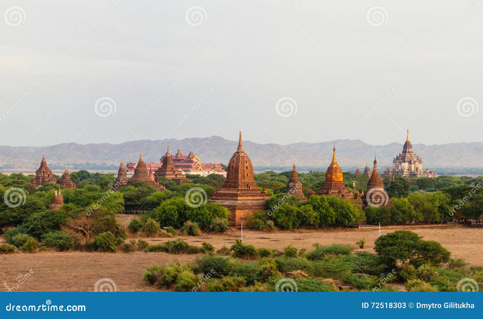 Landscape View of Bagan at Sunrise Stock Image - Image of destination ...