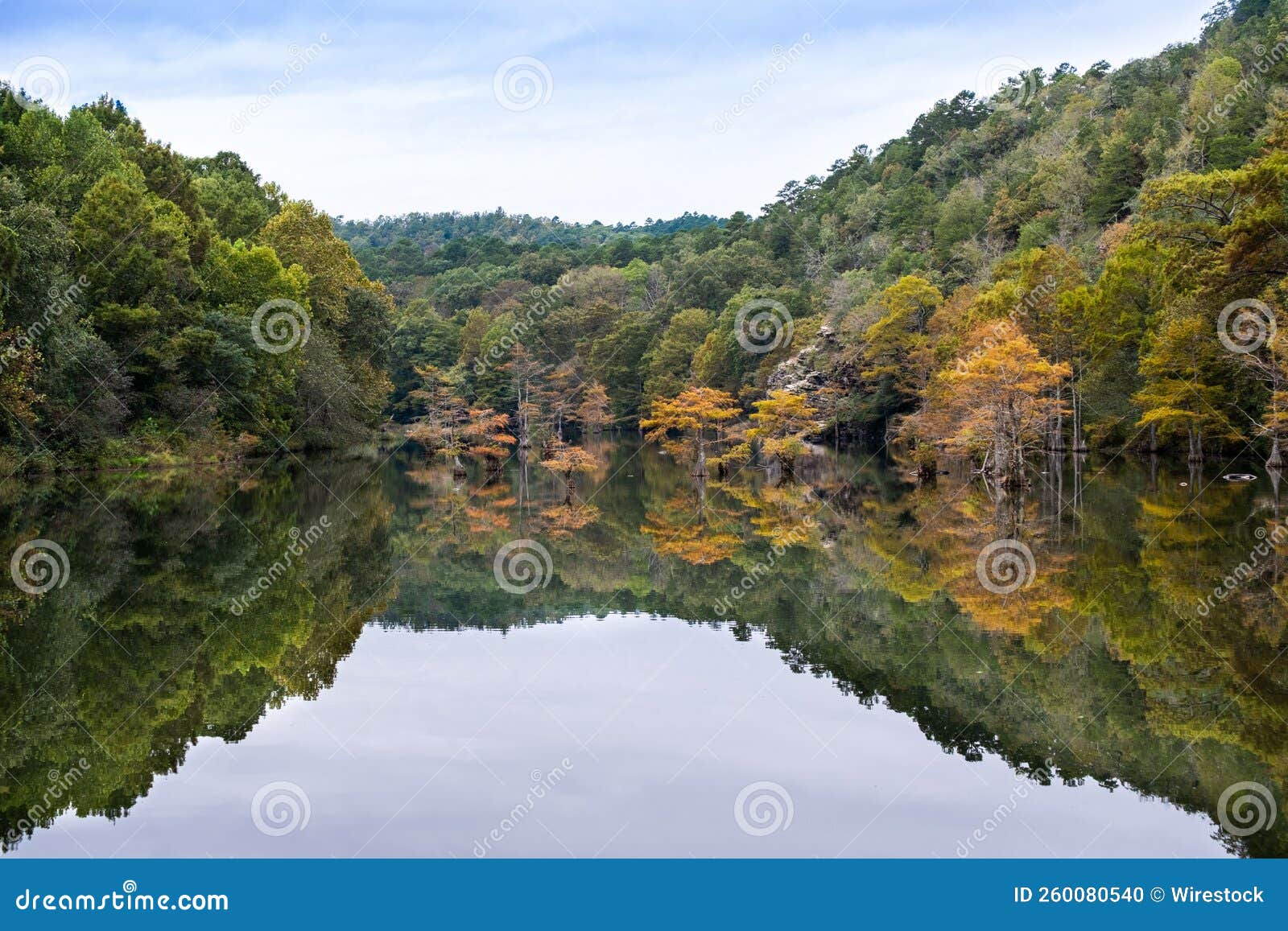 Landscape View of Beautiful Fall Colors Reflecting in a Lake Stock ...