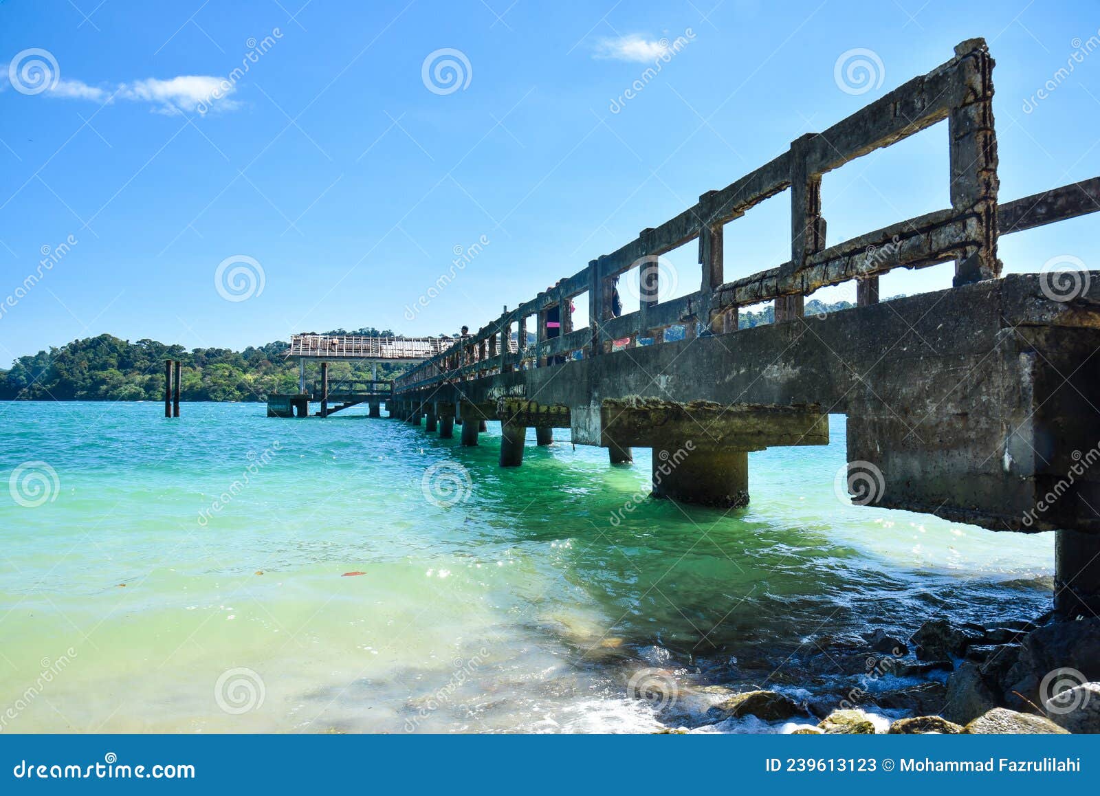 Landscape View of Bridge and Jetty in Seaside with Beautiful Nature ...