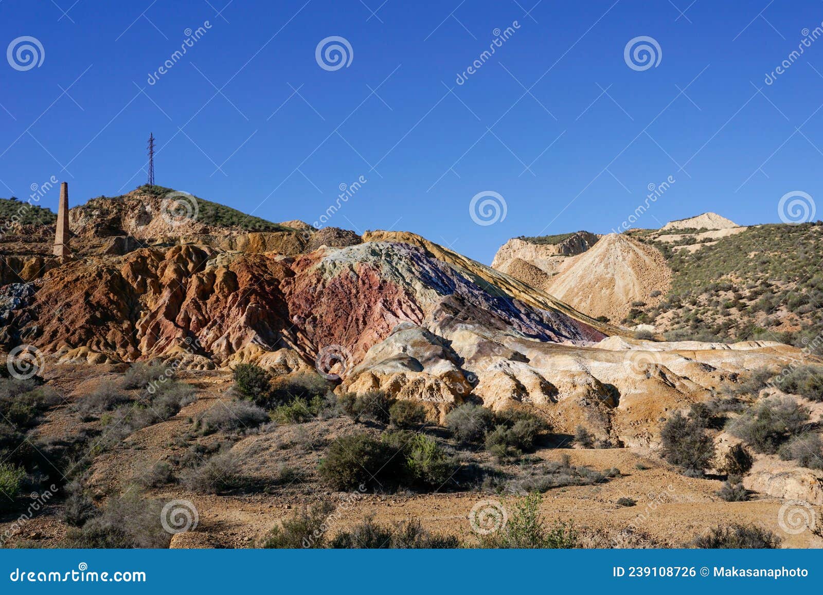 Landscape View of Colorful Earthen Hillside in an Abandonend Mine Stock ...