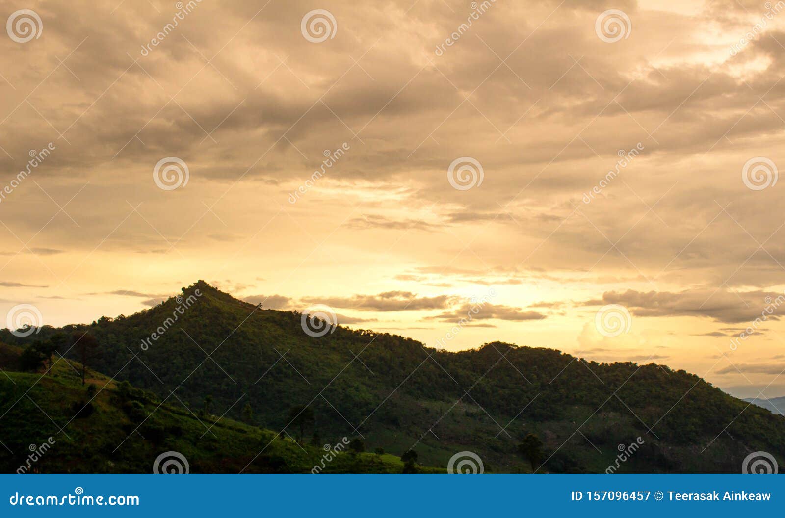 Landscape View of Complex Mountain with Sunset in the Evening in ...