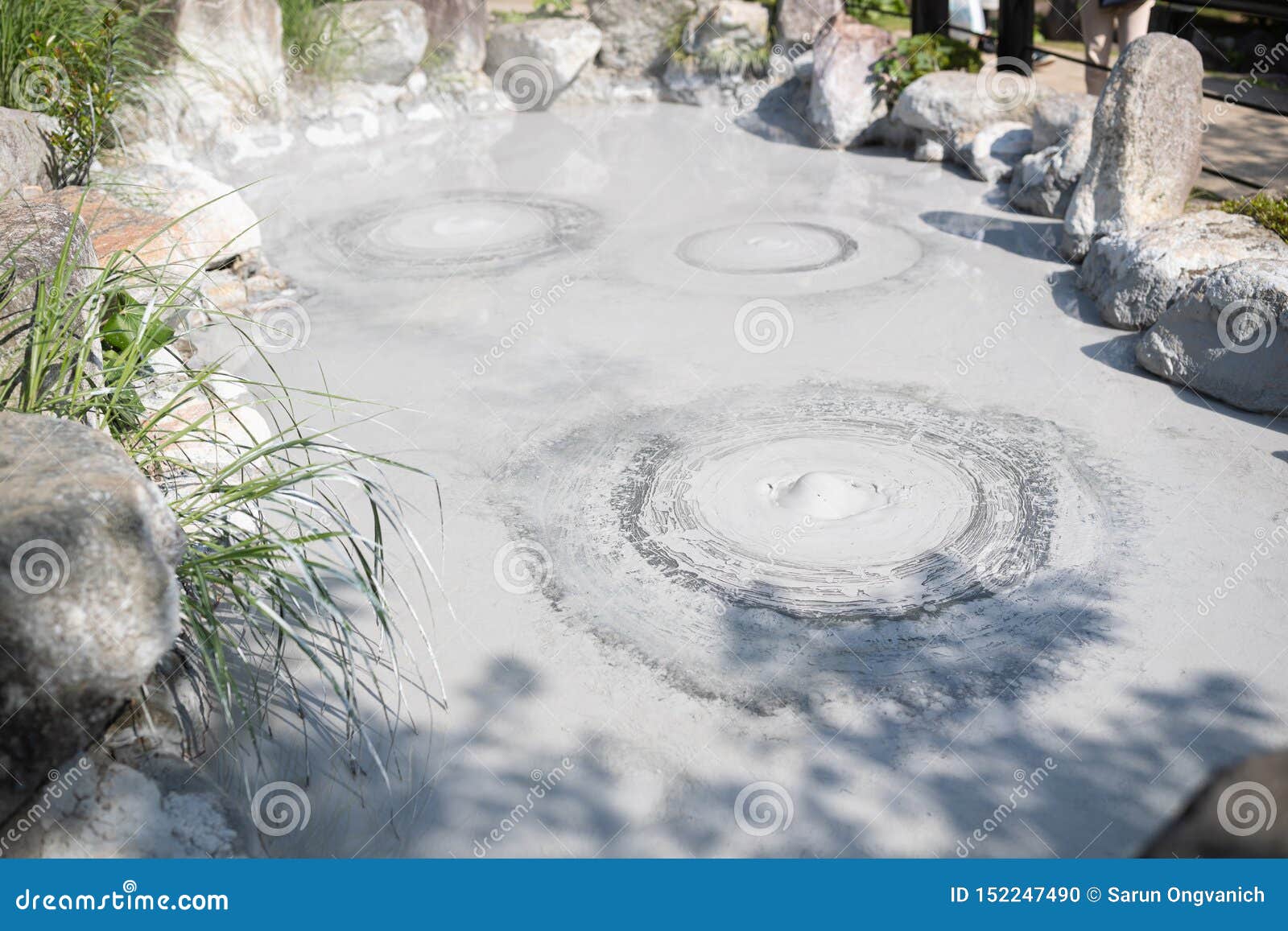 Landscape View of Gray Mud Bubble Hot Springs at Japan Stock Photo ...