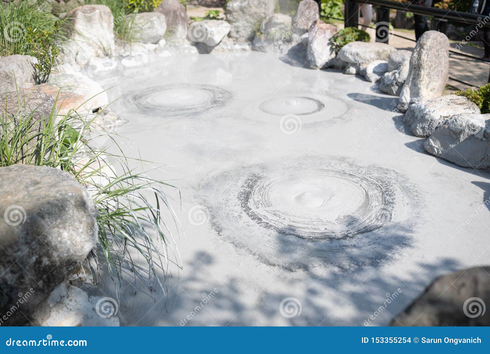 Landscape View of Gray Mud Bubble Hot Springs at Japan Stock Photo ...