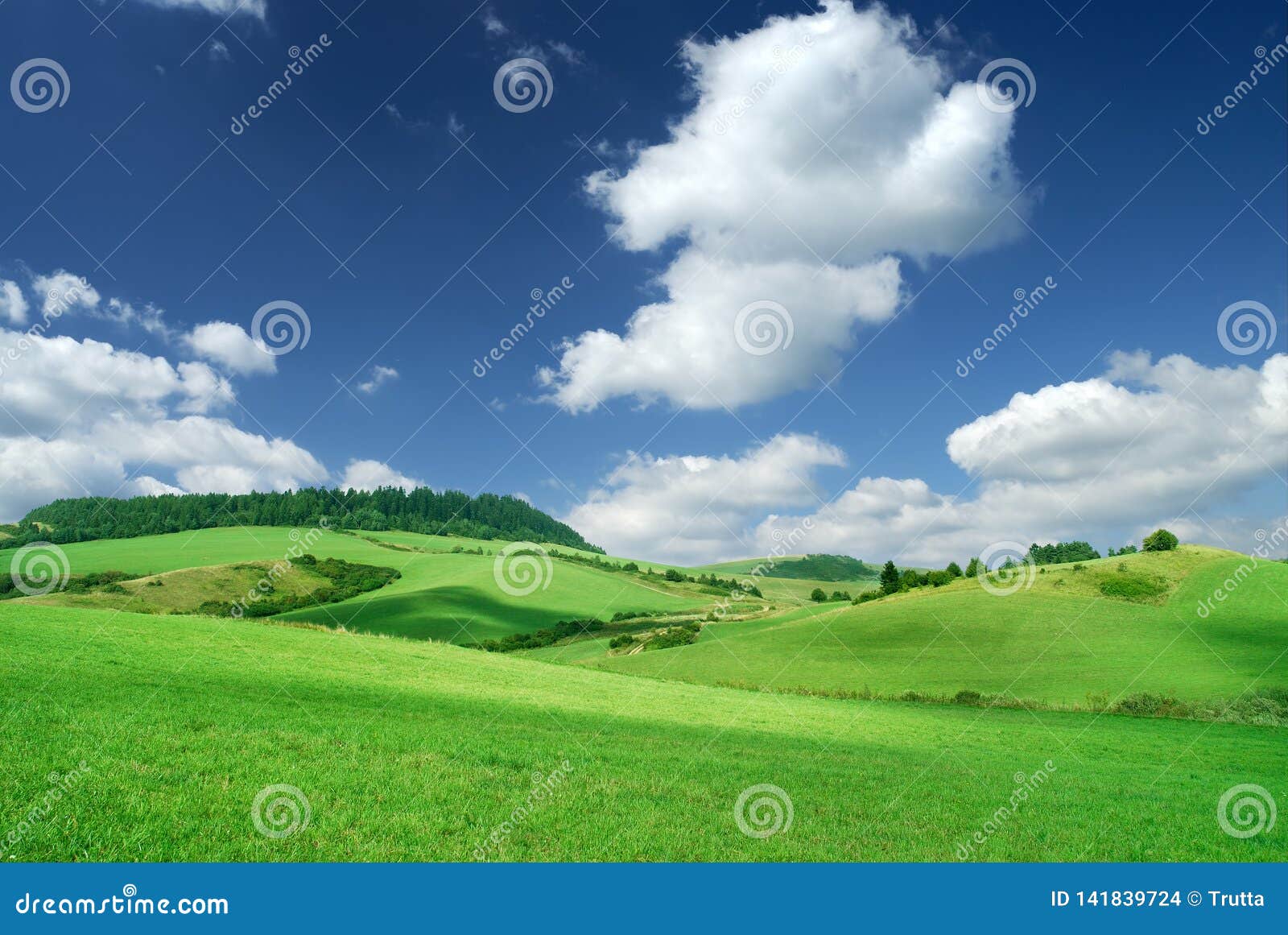 Landscape, View of Green Rolling Fields Stock Photo - Image of ...
