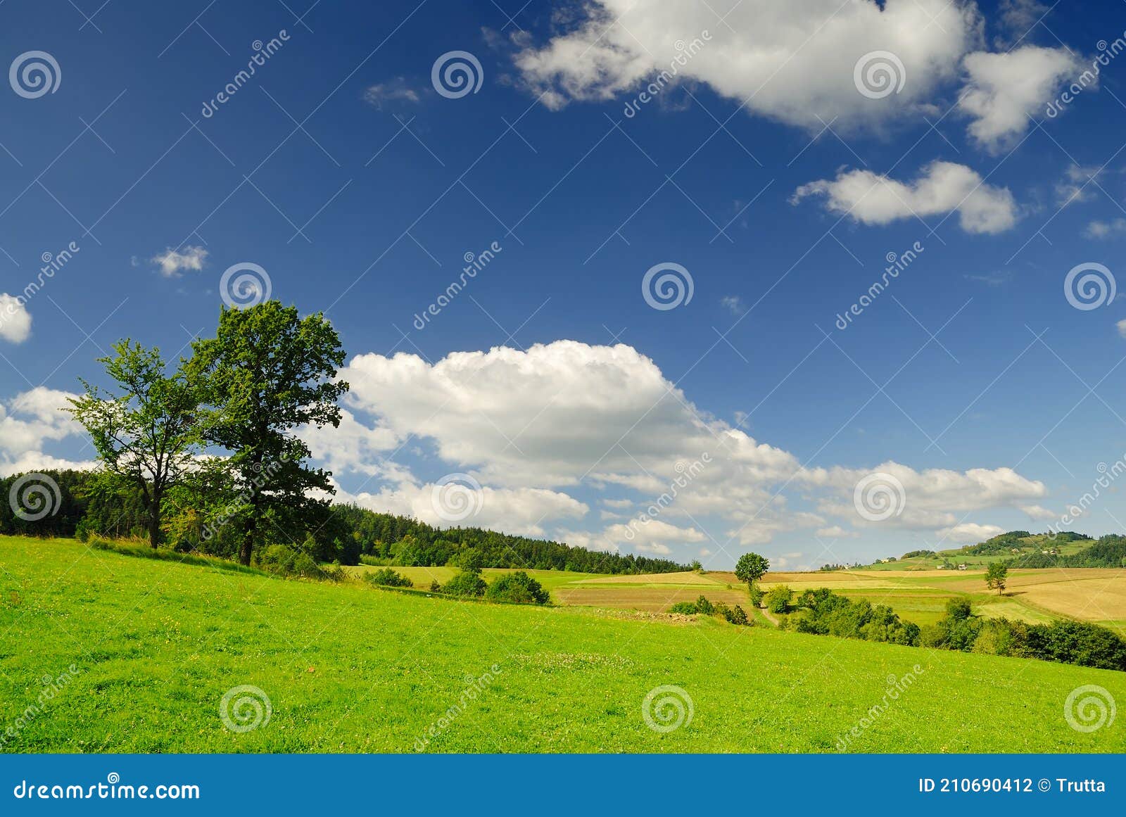Landscape, View of Green Rolling Fields Stock Photo - Image of pasture ...