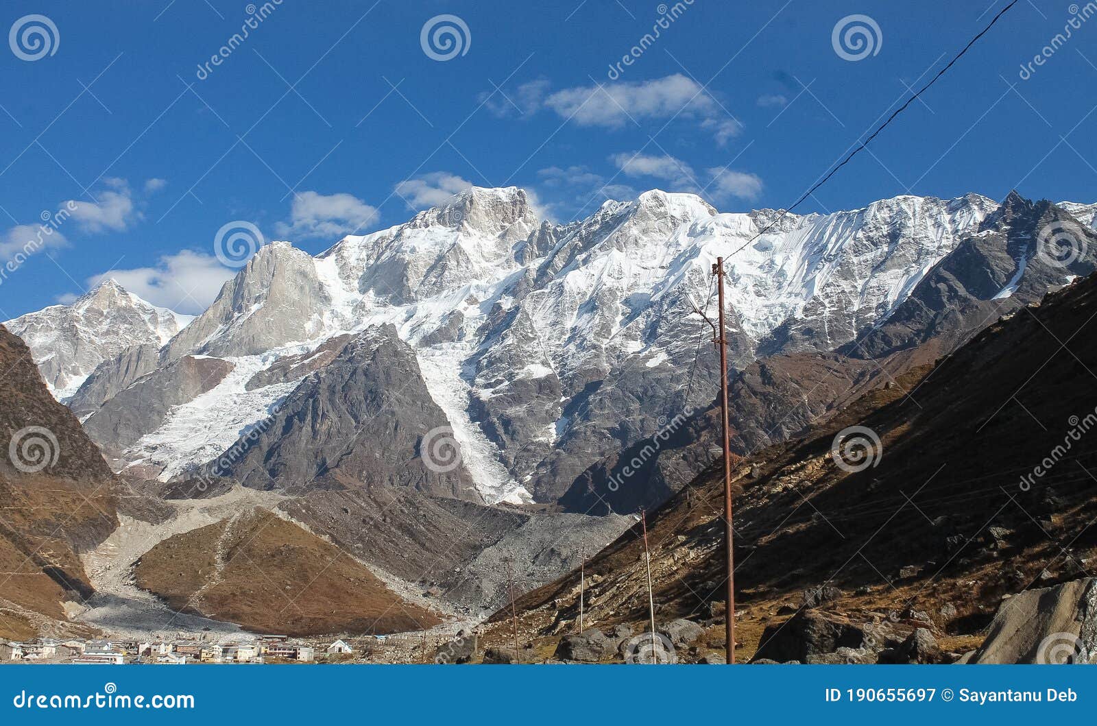 Landscape View of Kedar Peak . Snow-covered Himalayas Peak . Stock ...