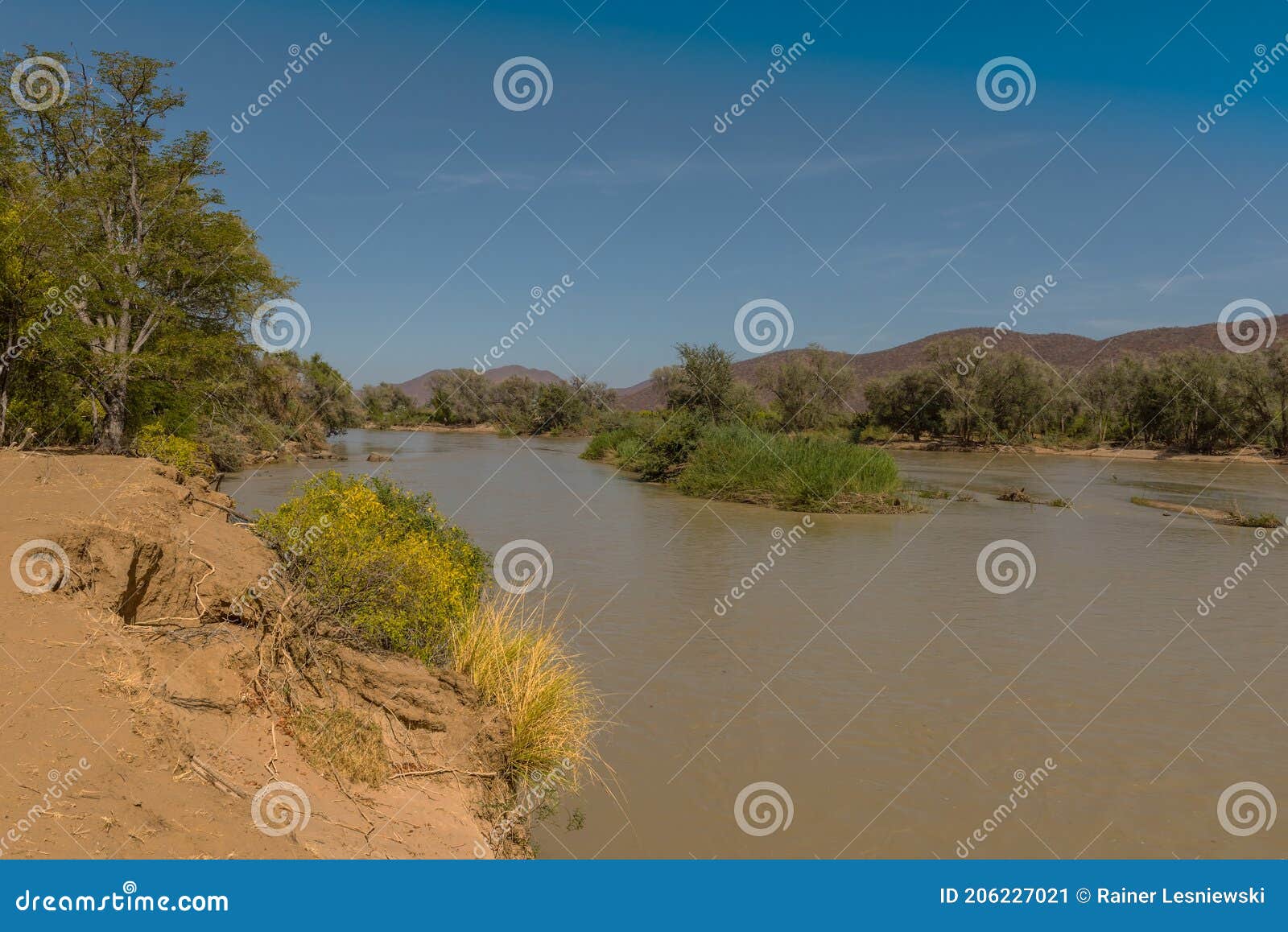 Landscape View of the Kunene River, the Border River between Namibia ...