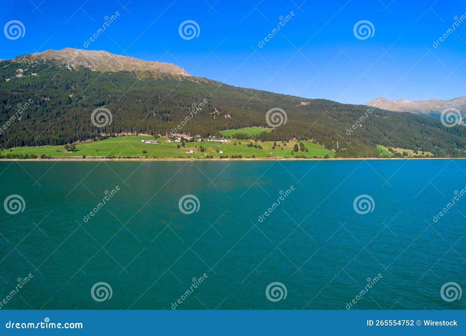 Landscape View of Lake Reschen Stock Photo - Image of environment ...