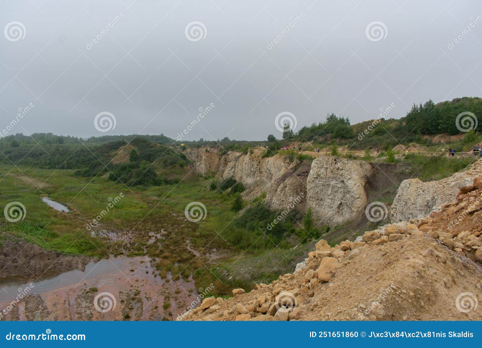 Landscape View of Limestone Quarry with High Cliffs and Canyons, and ...