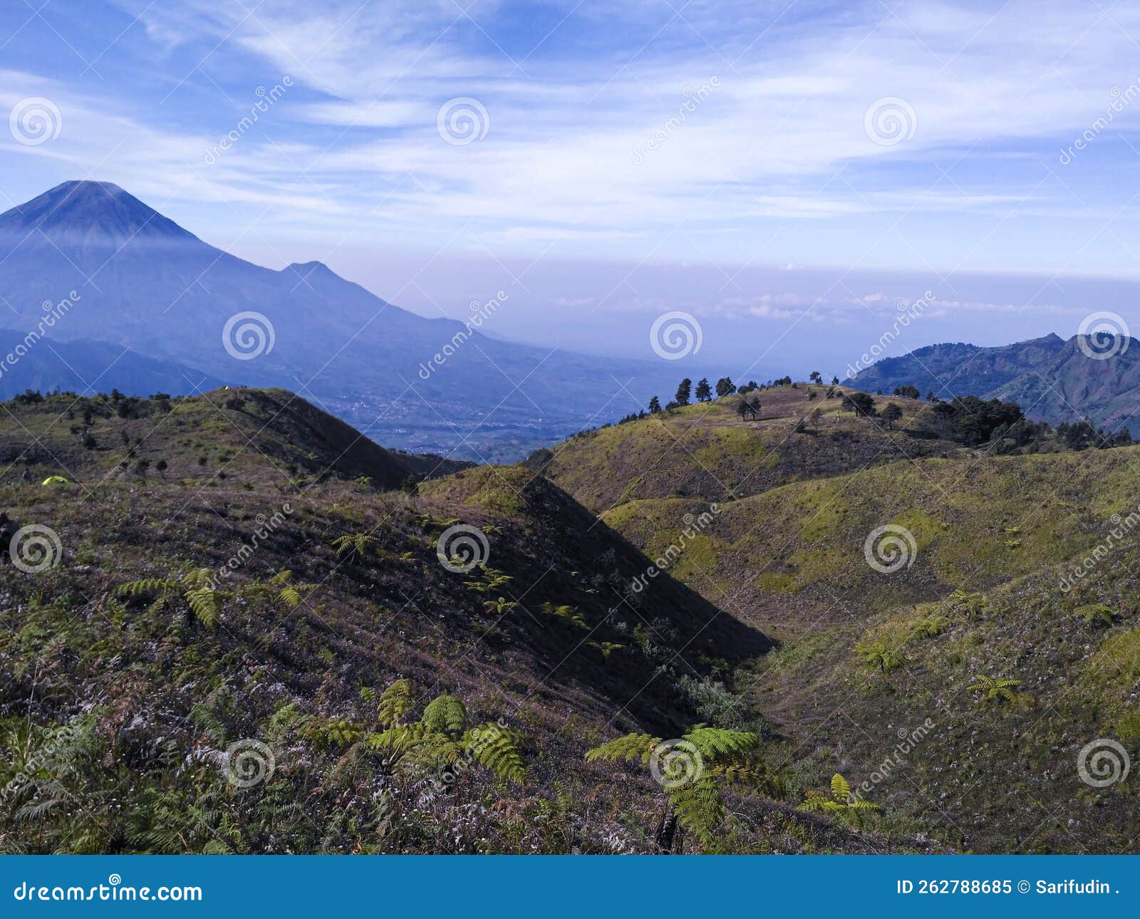 Landscape View of Mountain with Hills - Mount Prau Central Java Stock ...
