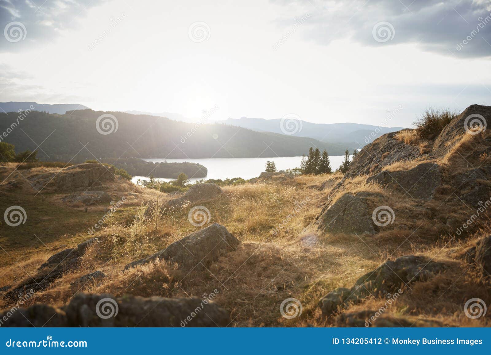 Landscape View, Mountains, Fields, Rocks and Lake, No People Stock ...