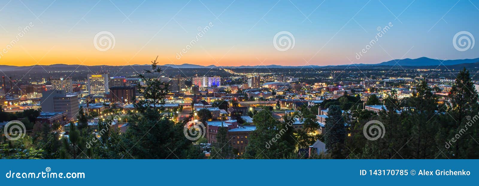 Landscape View Over Spokane City Washington at Sunset Editorial Image ...