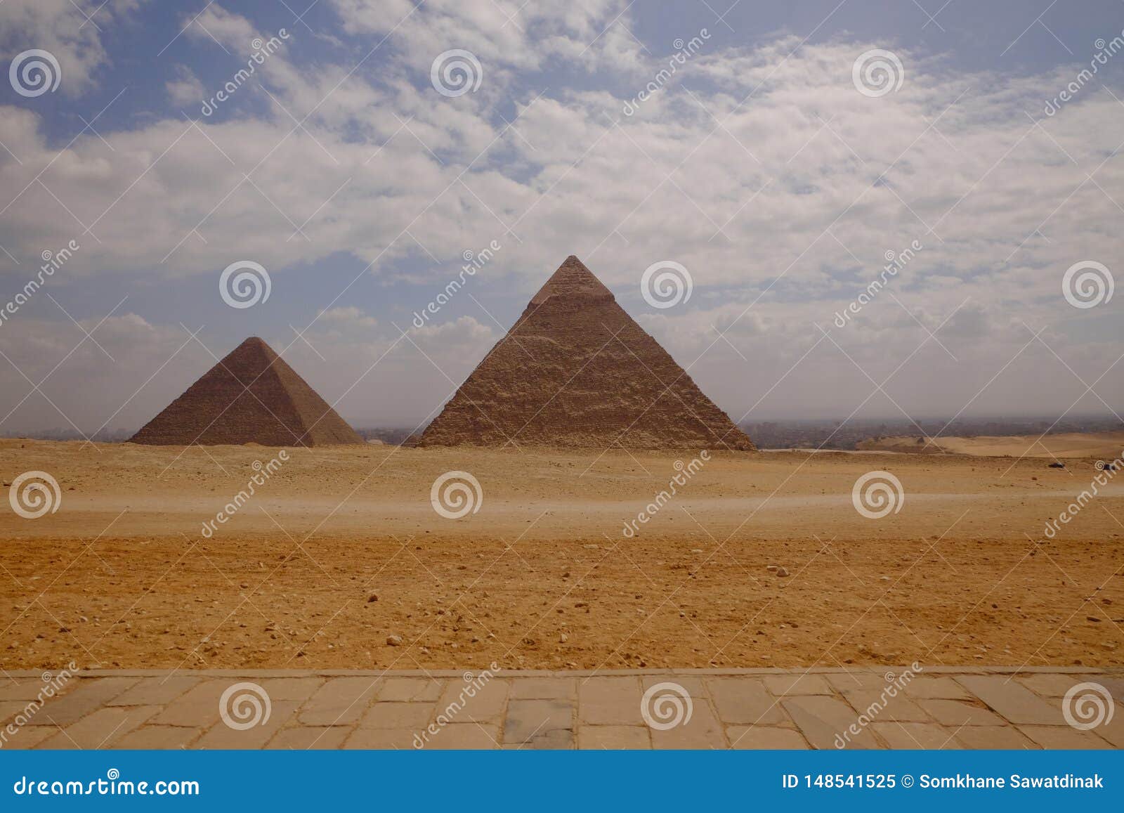 Landscape View at the Pyramids of Giza and Cairo Stock Image - Image of ...