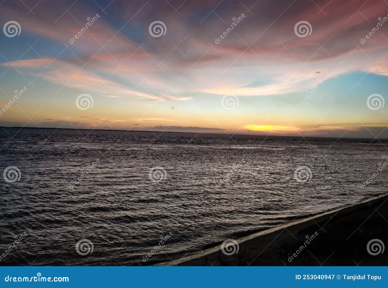 A Landscape View of Sunset at a River Side in Bangladesh. Stock Image ...
