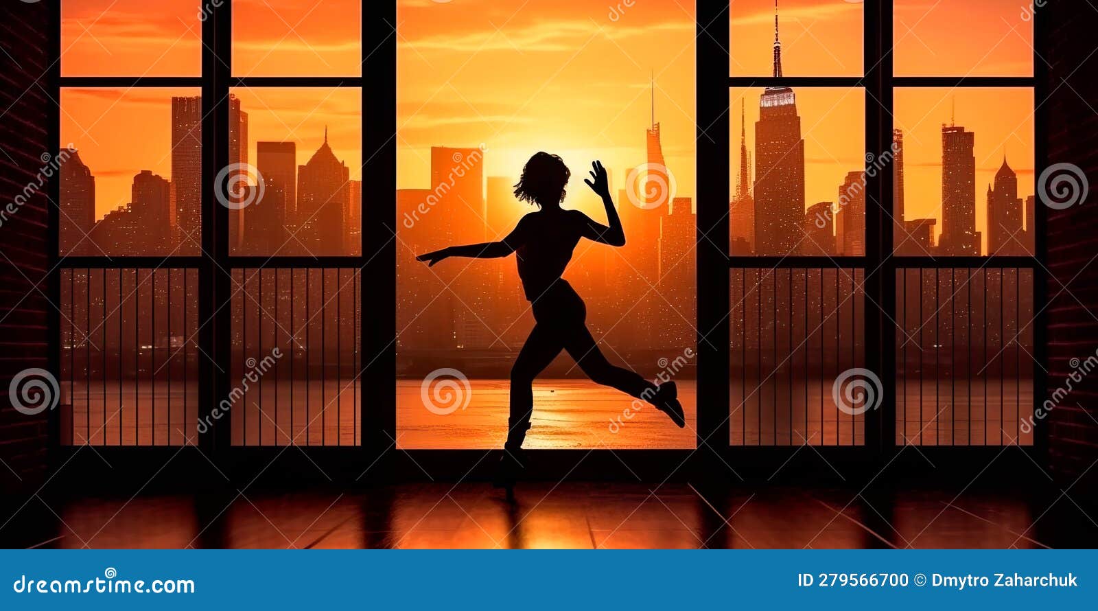 Landscape View from Window Urban Dancer Dancing Generative Ai Stock ...