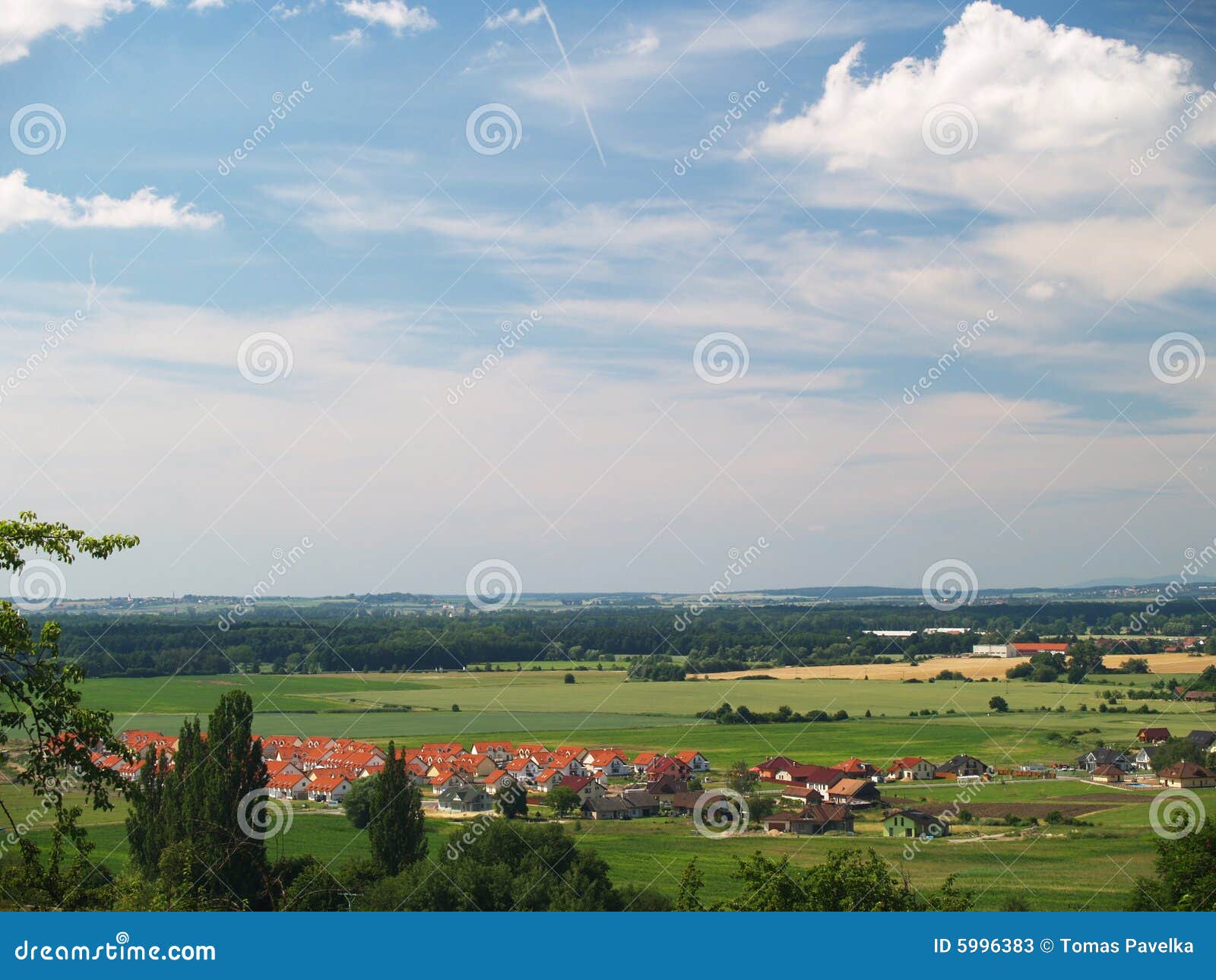 Landscape with village stock image. Image of czech, roof - 5996383