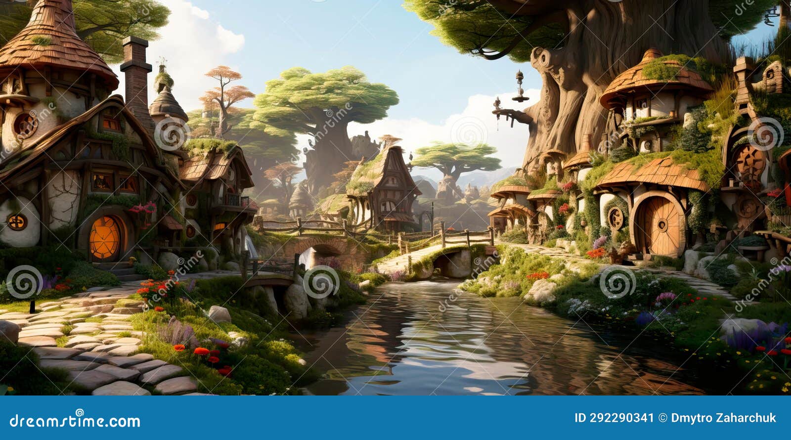 Landscape Village Nestled in the Roots of an Ancient, Oversized Tree ...