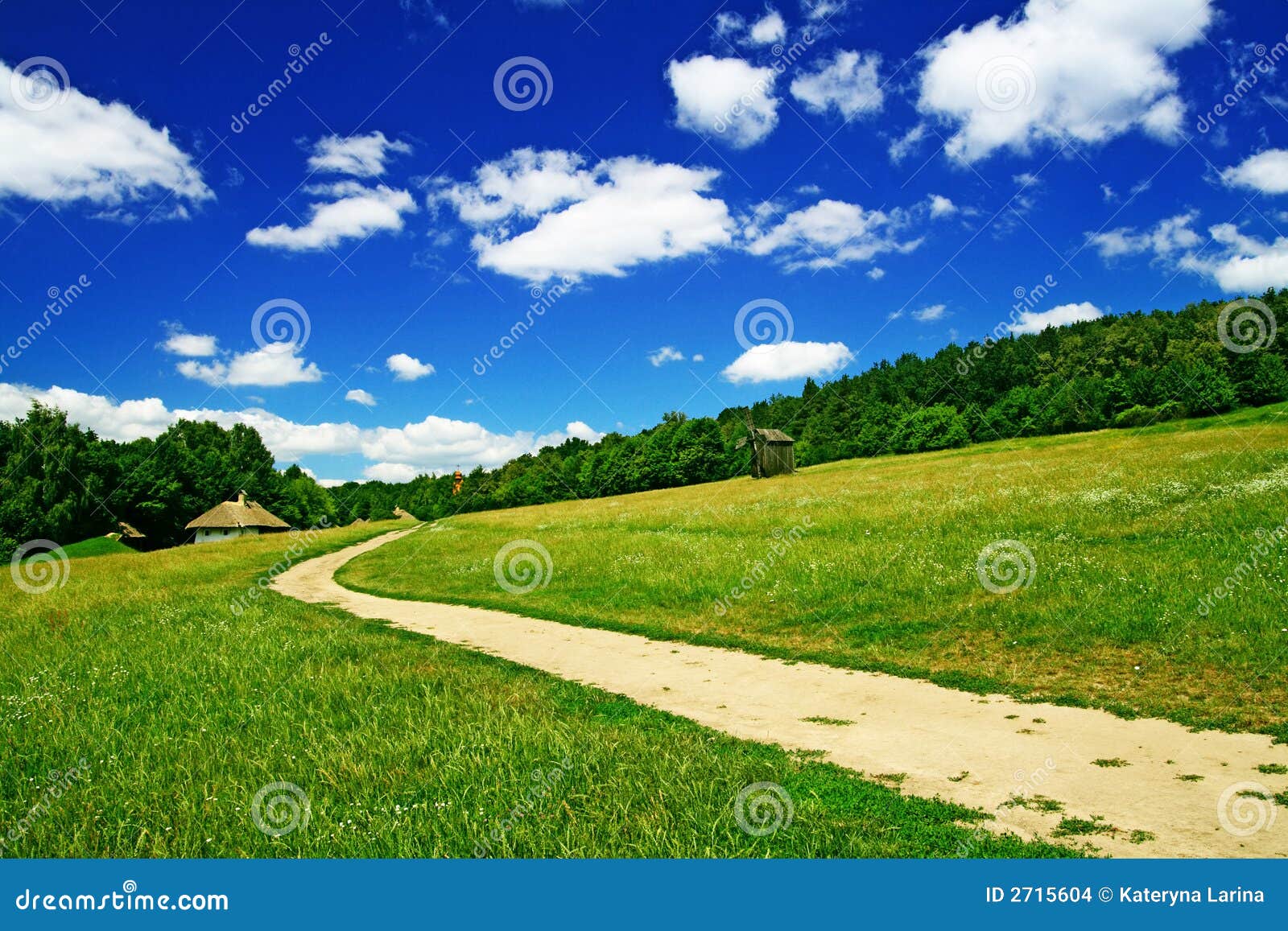 Landscape with Village Road Stock Photo - Image of road, hill: 2715604