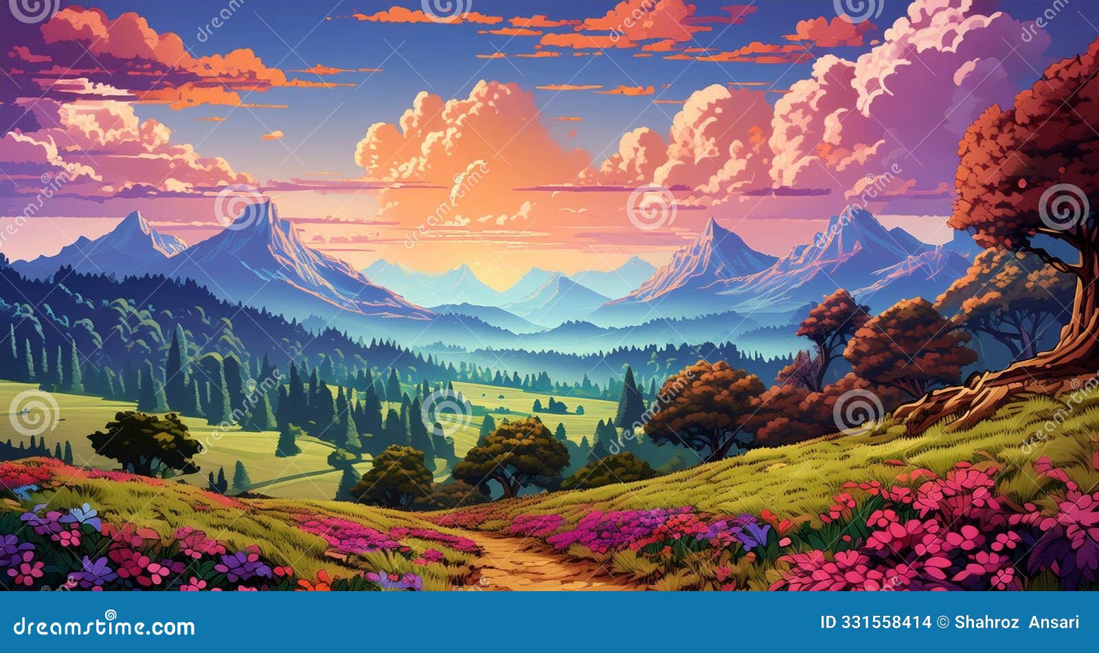 Landscape Wallpaper Background Stock Illustration - Illustration of ...