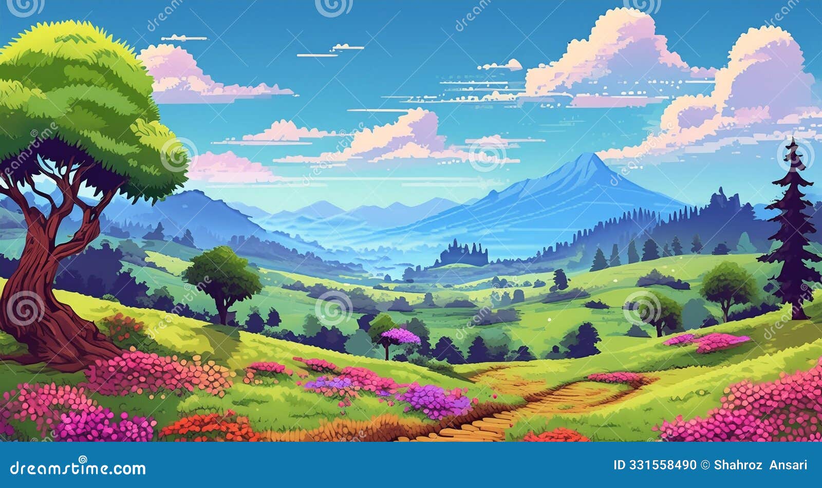 Landscape Wallpaper Background Stock Illustration - Illustration of ...