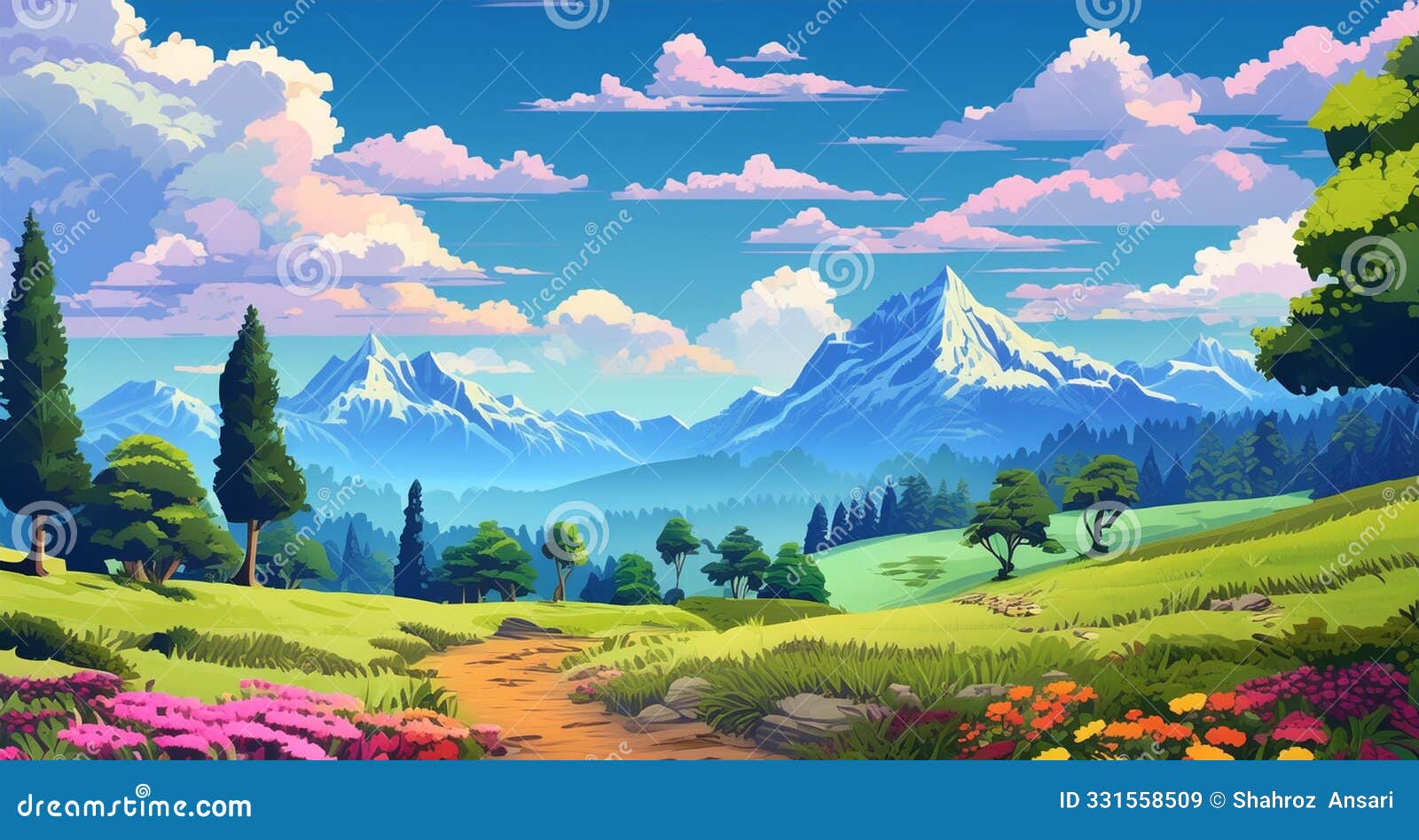 Landscape Wallpaper Background Stock Illustration - Illustration of ...