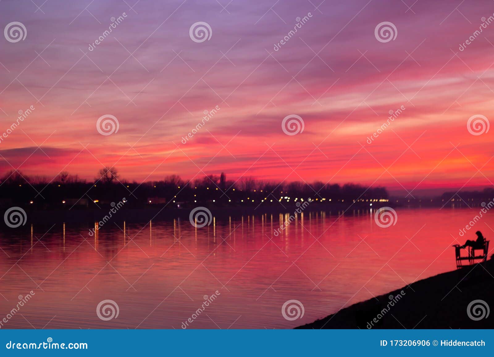 Landscape Wallpaper; Sunset Over River, Beautiful Pink Sunset ...