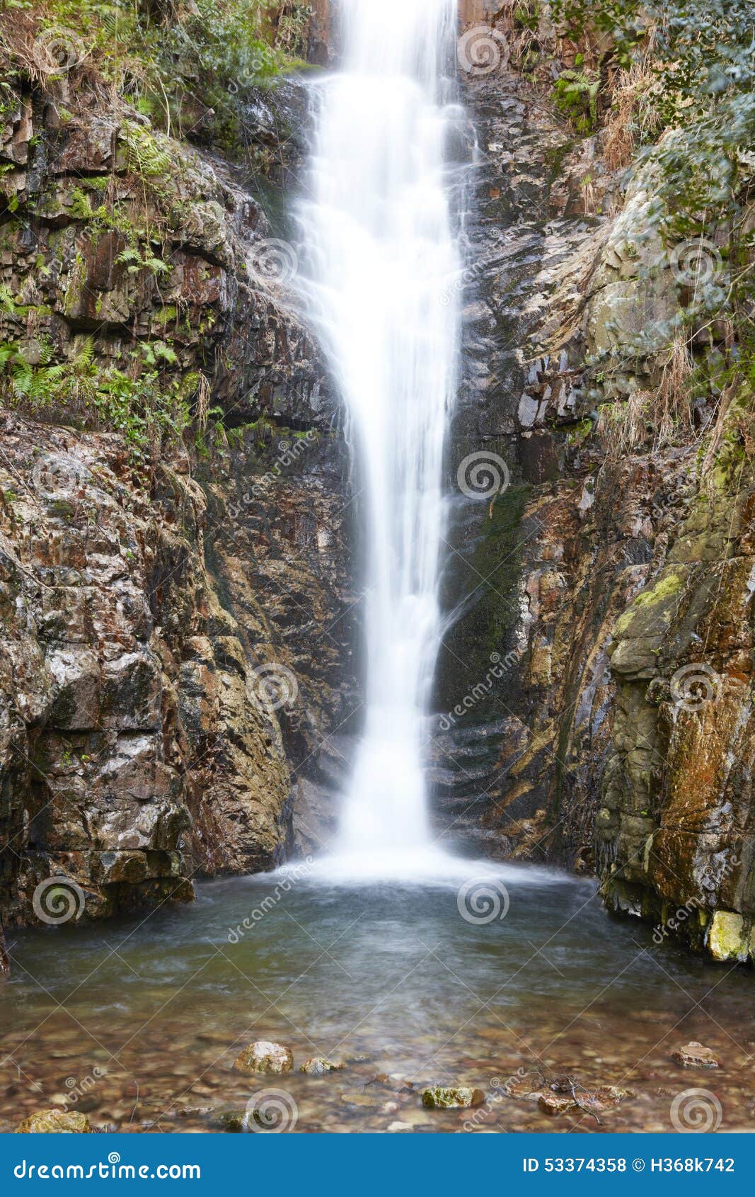 Landscape with Waterfall in Cabaneros. El Chorro, Spain Stock Photo ...