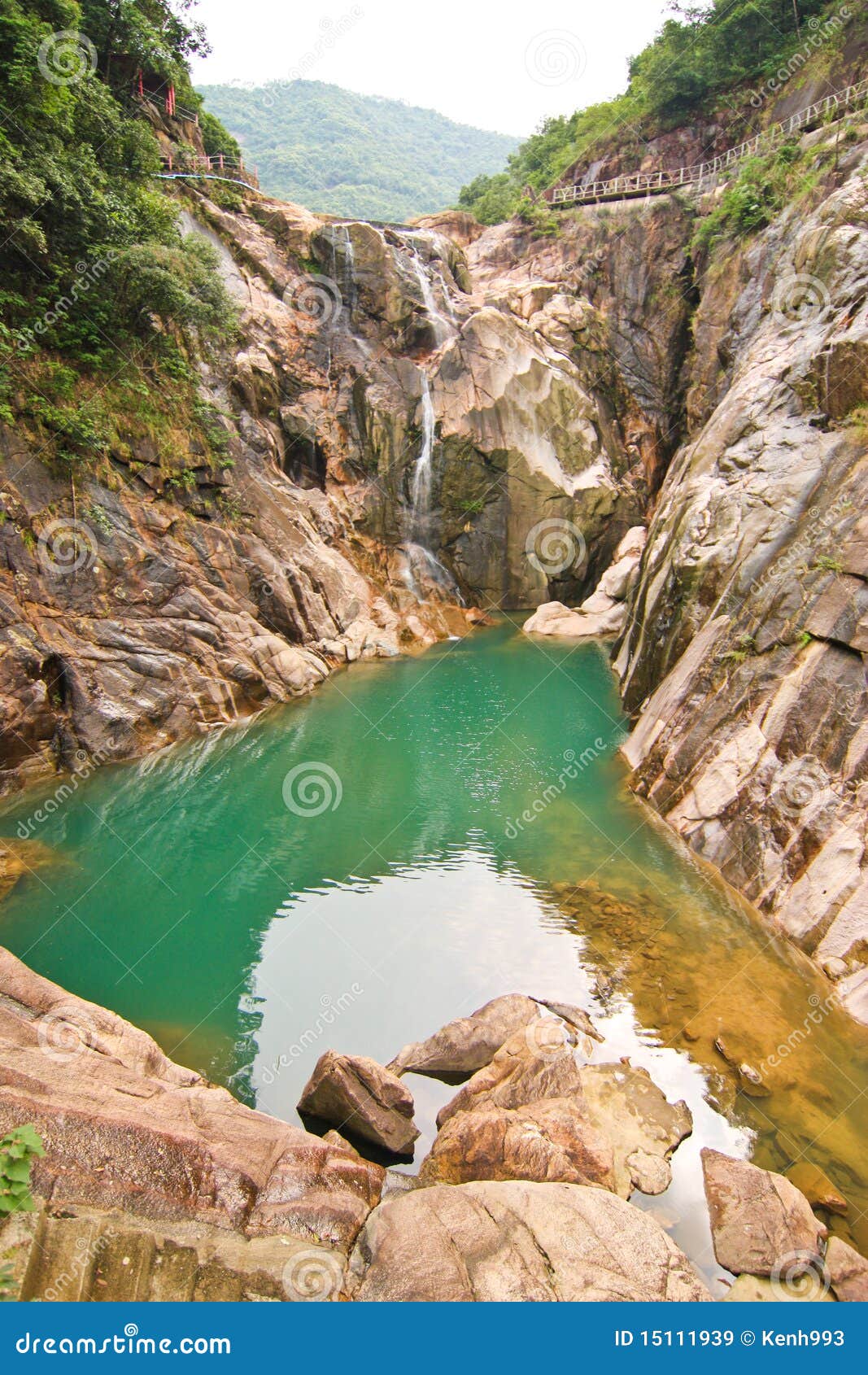 Landscape of Waterfall Lake Stock Image - Image of national ...