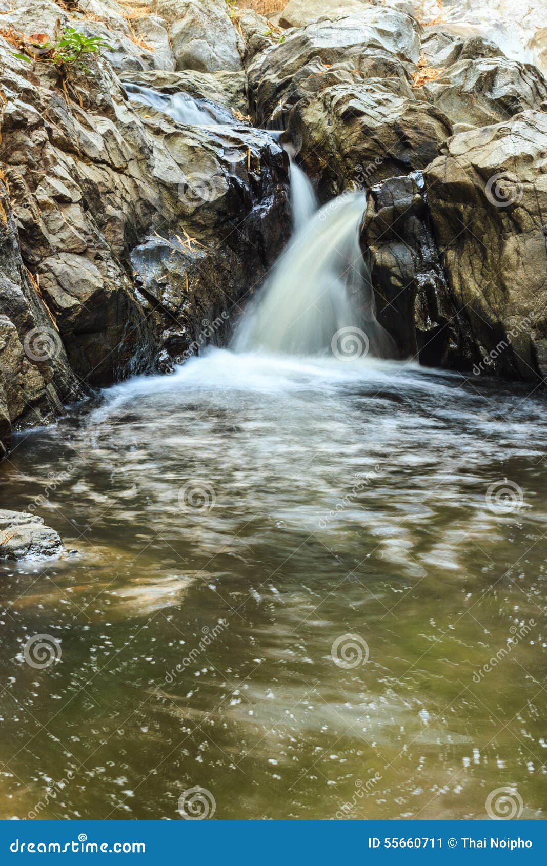 Landscape with a Waterfall in a Summer Day. Stock Image - Image of ...