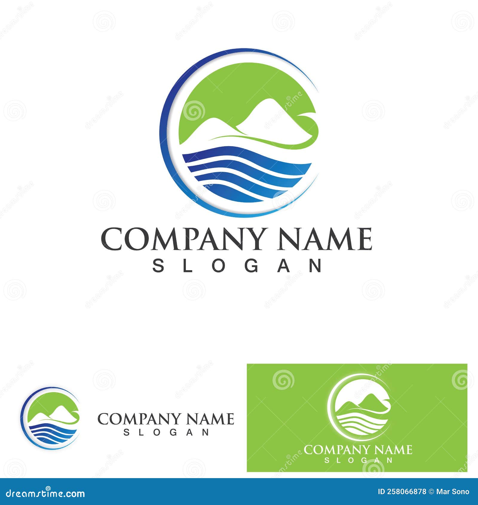 Landscape Wave and Mountain Icon Logo Stock Vector - Illustration of ...